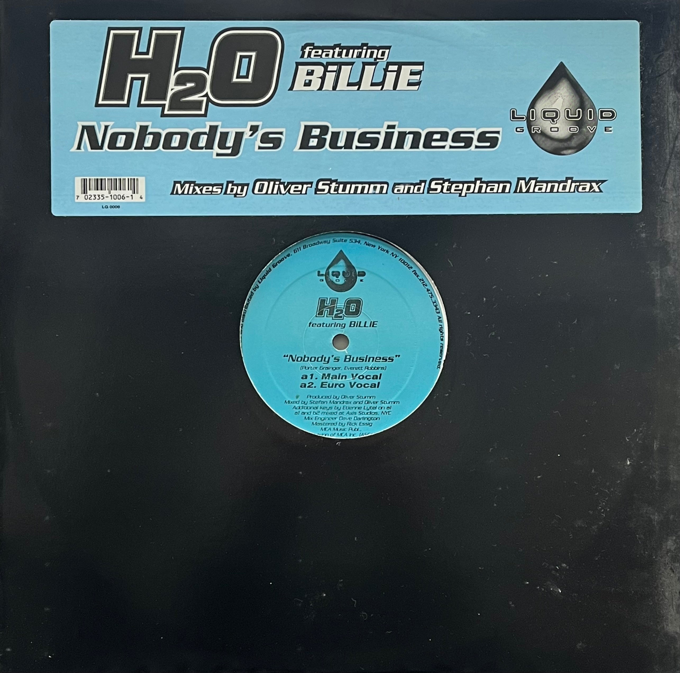 H₂O Featuring BILLIE / Nobody's Business (Liquid Groove – LG0006, 12in ...