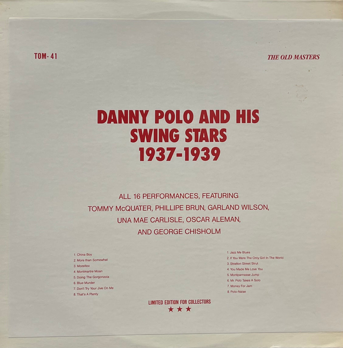 DANNY POLO AND HIS SWING STARS DANNY POLO & HIS SWING STARS / 1937 - 1 ...