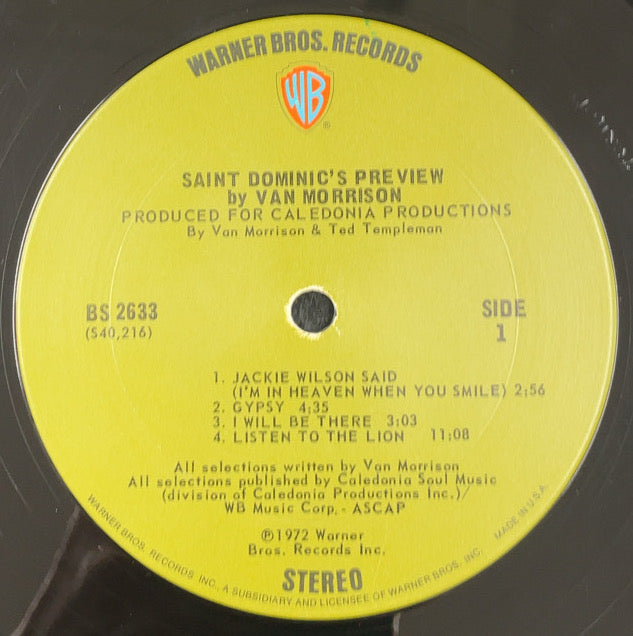 VAN MORRISON / Saint Dominic's Preview ( Warner Bros. Records – BS 263 ...