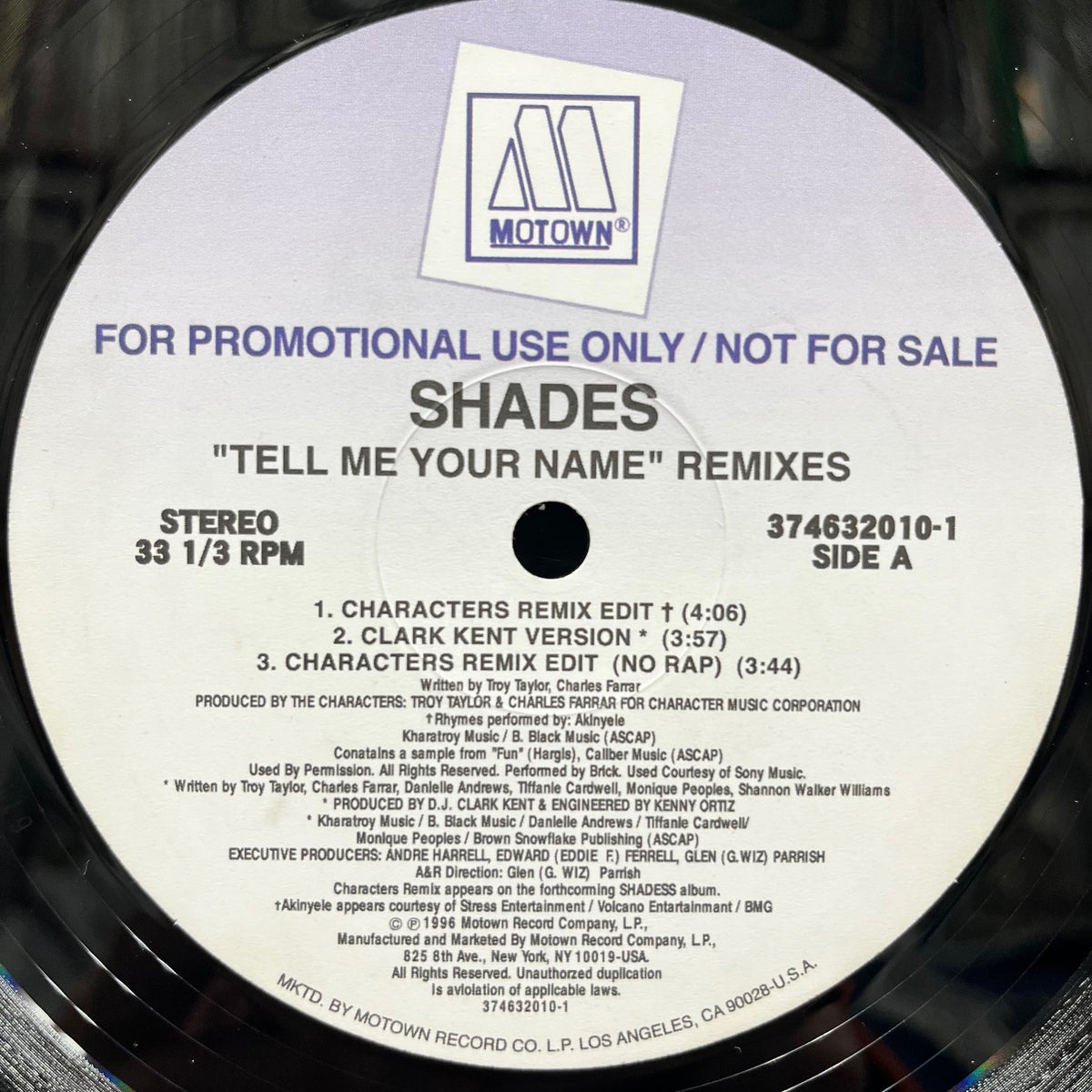 SHADES / Tell Me Your Name (Remixes) Reissue, 12inch – TICRO MARKET