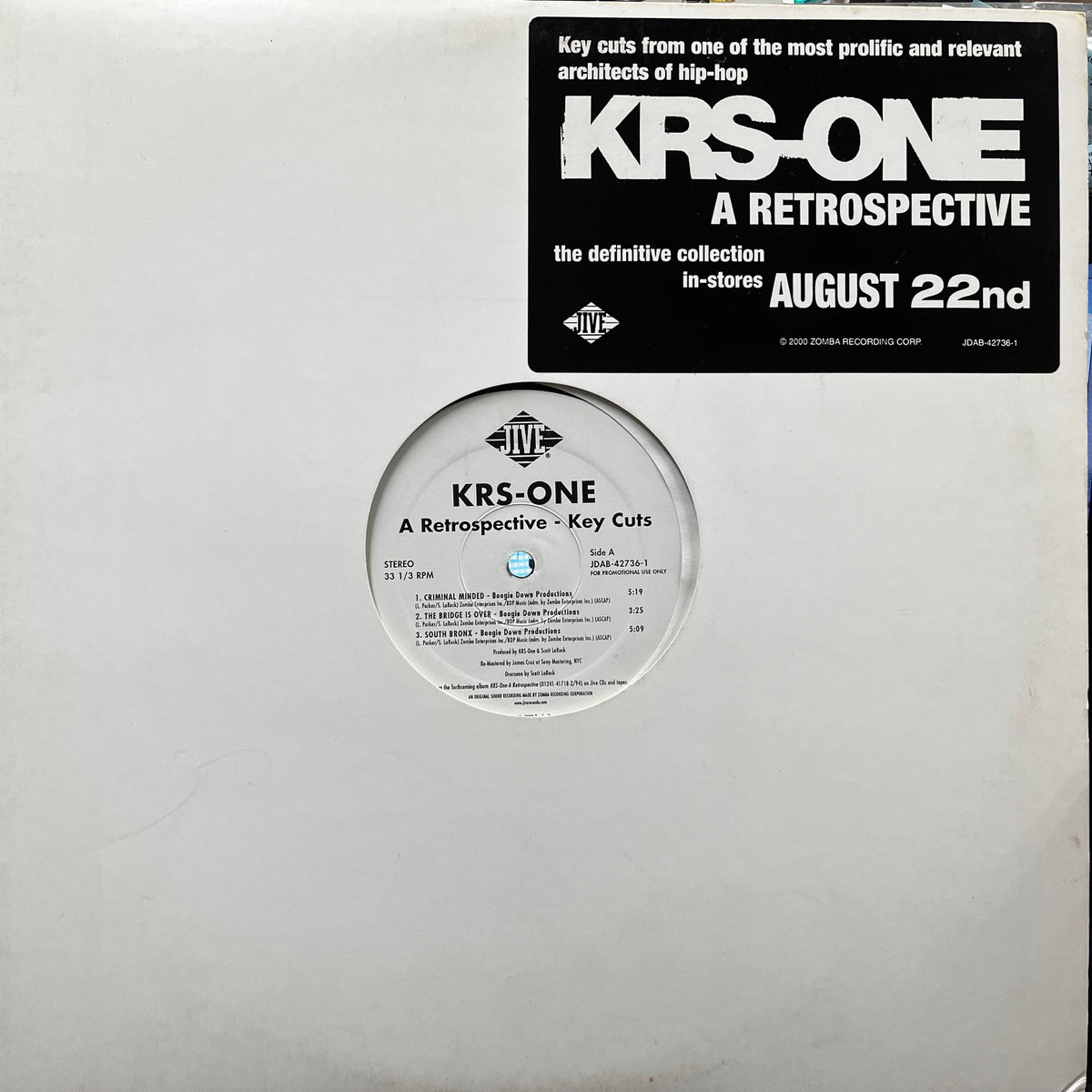 KRS-One (BOOGIE DOWN PRODUCTIONS) / A Retrospective - Key Cuts (JDAB-4 ...