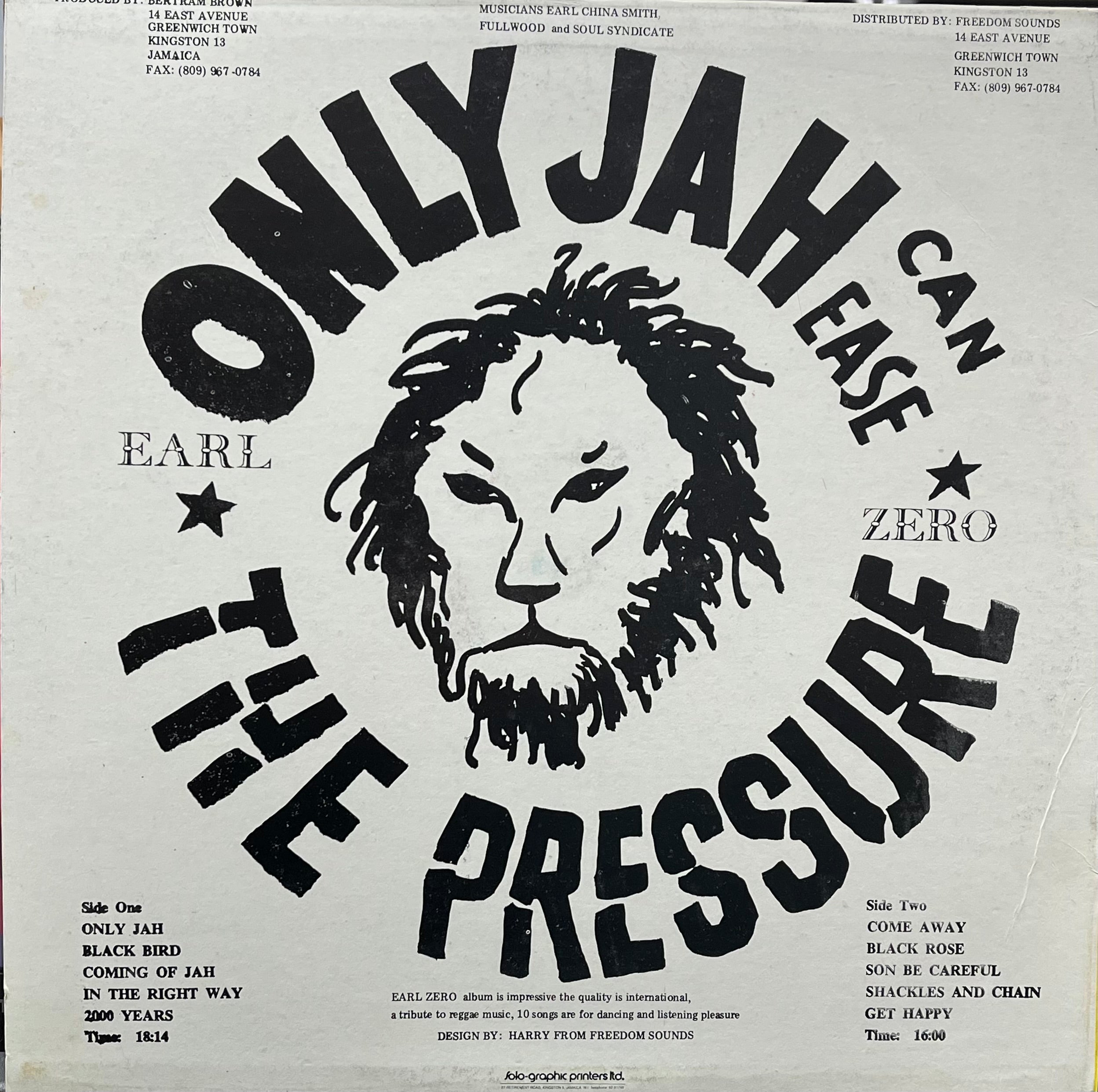 EARL ZERO / Only Jah Can Ease The Pressure (Freedom Sounds, LP) – TICRO ...