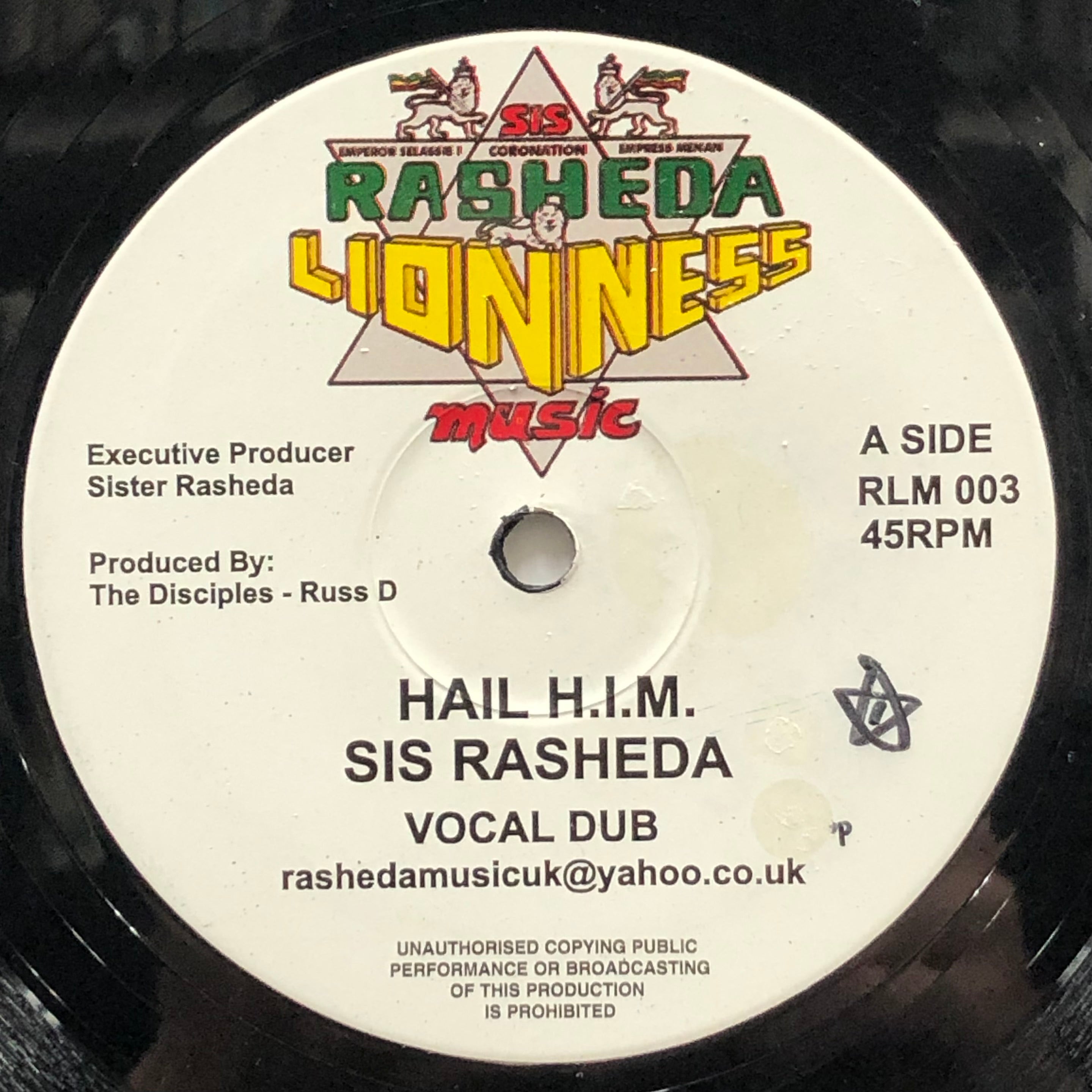 SISTER RASHEDA / Hail H.I.M. (Sis Rasheda Lionness Music, RLM 003, 12i ...
