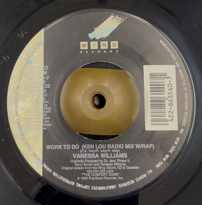 VANESSA WILLIAMS / Work To Do feat. Black Sheep (Wing, 863 540-7, 7inc ...