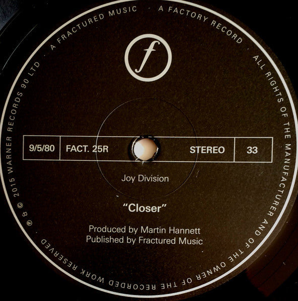 JOY DIVISION / Closer (Factory, FACT. 25R, 180g Remaster, LP) – TICRO ...